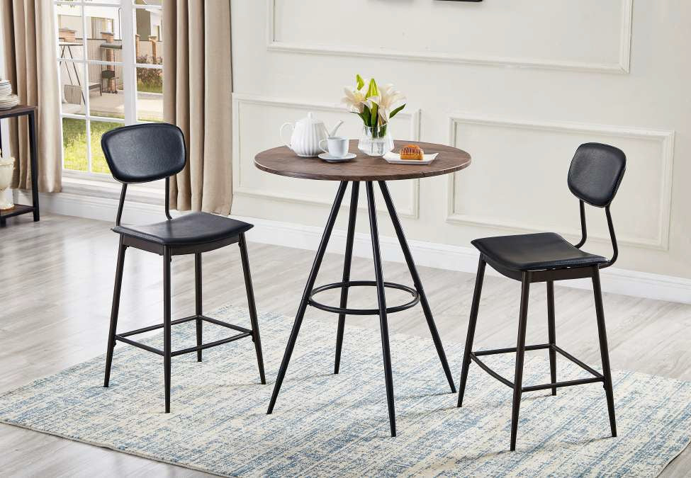 Hula Counter Height 3 PC Round Table and Chair Pub Set | Edmonton Beds